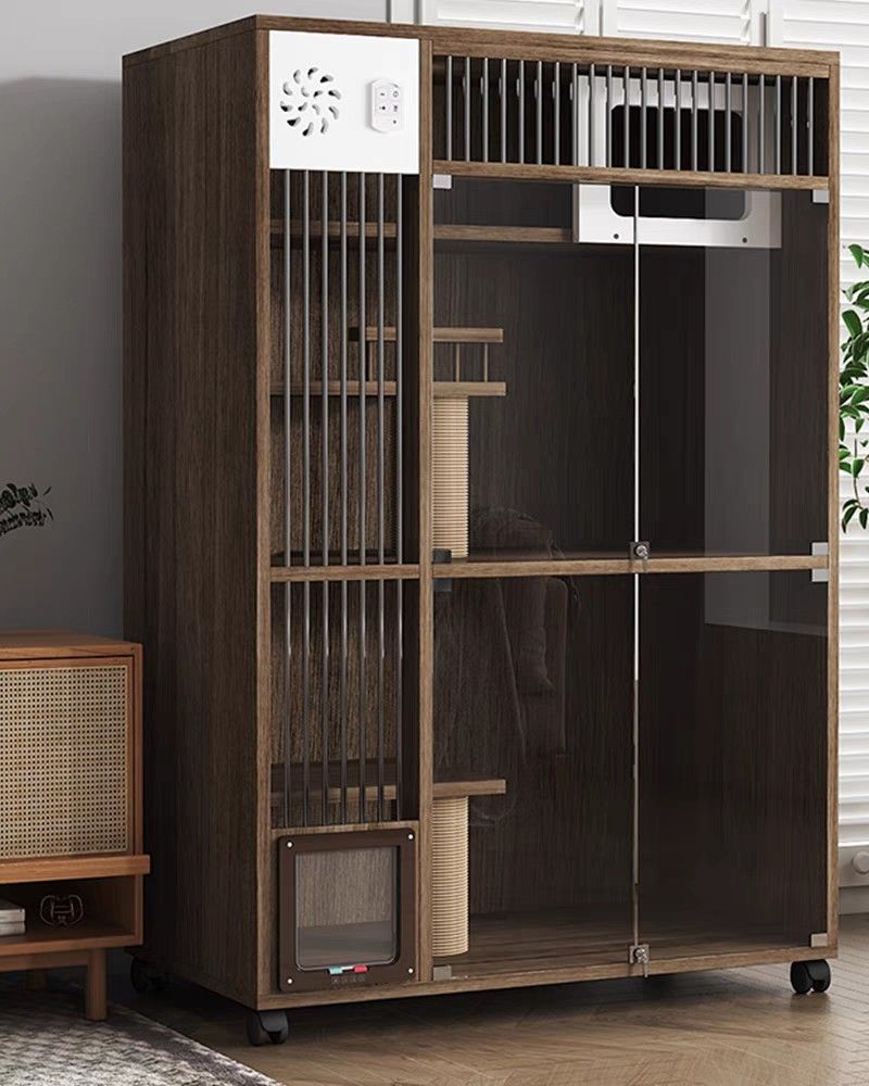 PREORDER cat cage wooden cabinet huge space metal cage with spacious ...