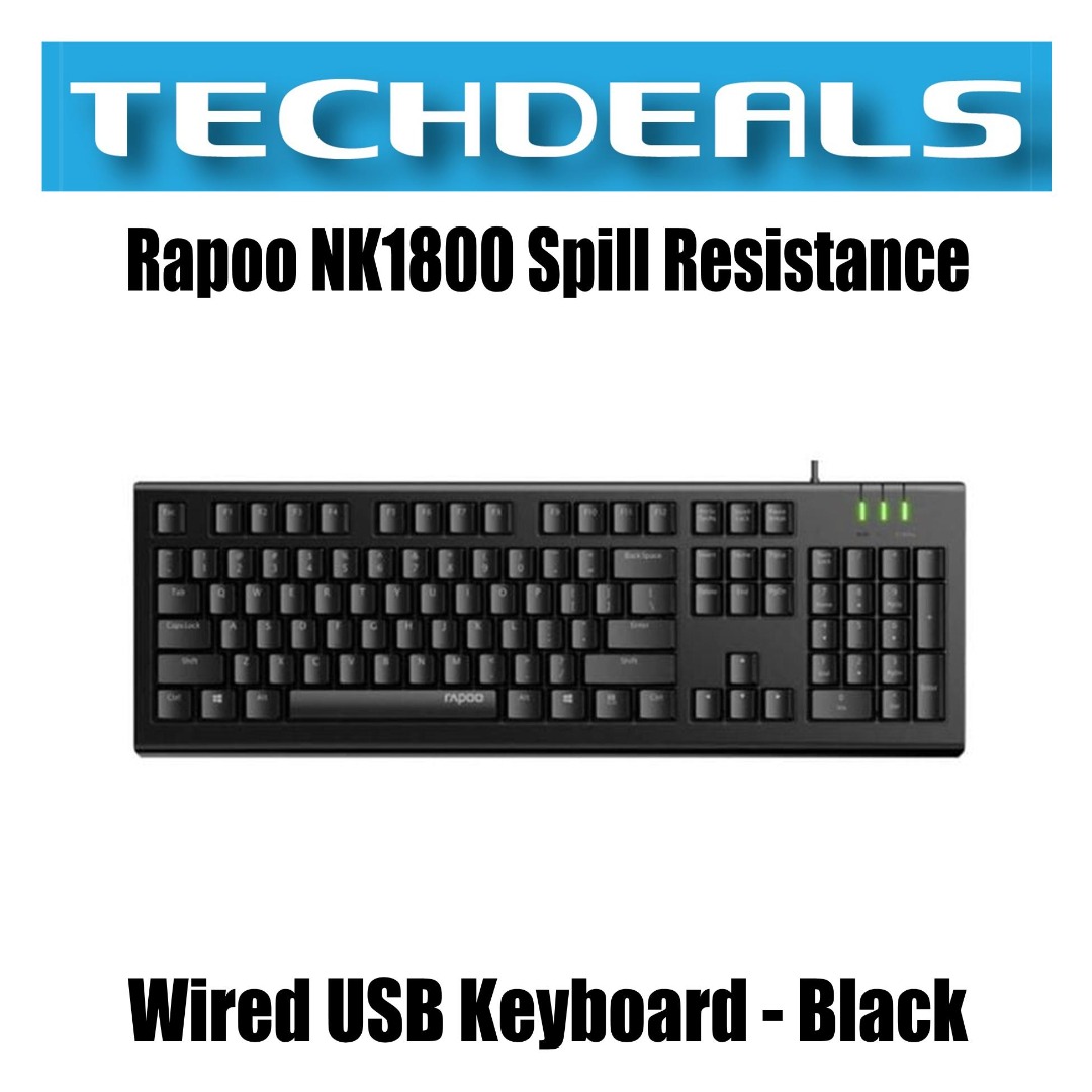 Rapoo NK1800 Spill Resistance Wired USB Keyboard - Black, Computers & Tech, Parts & Accessories ...