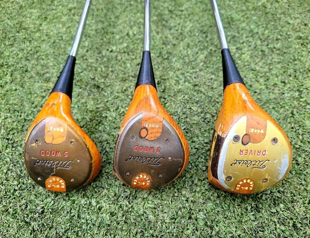 RARE Titleist 'Tour Model' Persimmon Vintage Wood Golf Club Set 1-3-5 ...