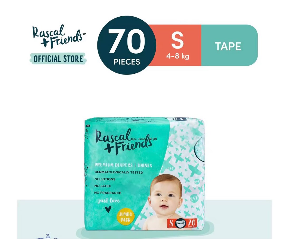 Rascal + Friends tape diapers S, Babies & Kids, Bathing & Changing ...