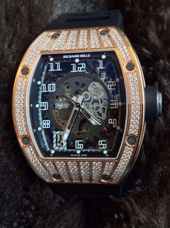 RM010 gold with full diamond, Luxury, Watches on Carousell