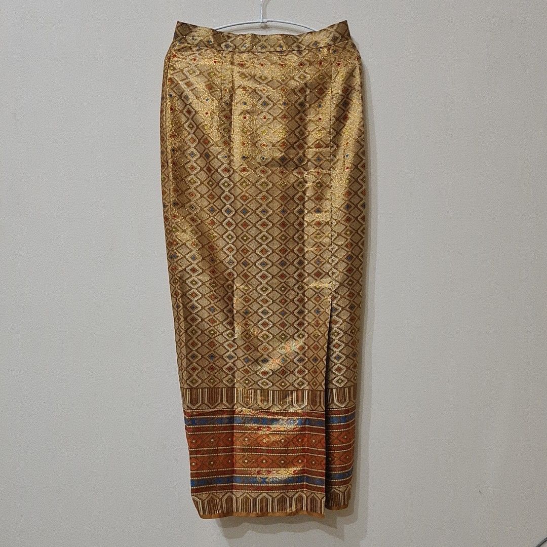 ROK KEBAYA GOLD ORANGE GARIS BIRU STRIPED BINTIK WARNA WARNI ULOS BATIK ...