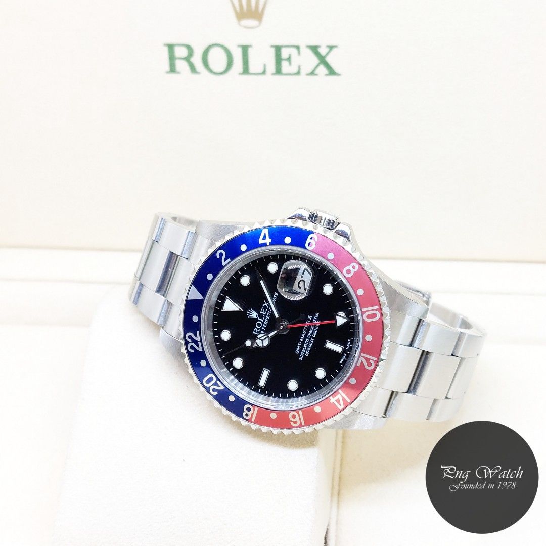 Rolex 40mm Oyster Perpetual "PEPSI" Black Dial Unisex GMT Master 2 REF ...