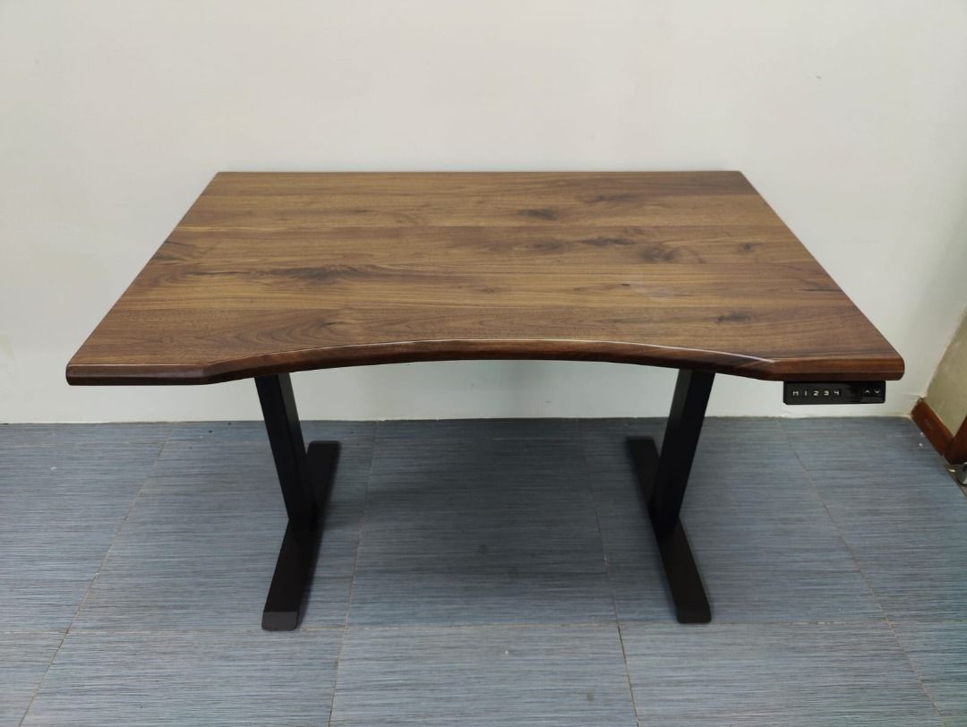 Rustic Black Walnut Solid Wood Work Desk with Electric Height ...