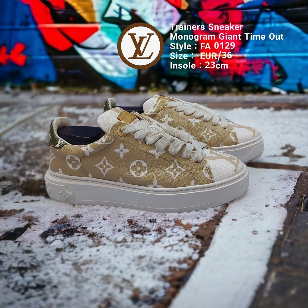 Sepatu Louis Vuitton Sneakers FA 0129 Monogram Giant time out Ukuran 36 ...