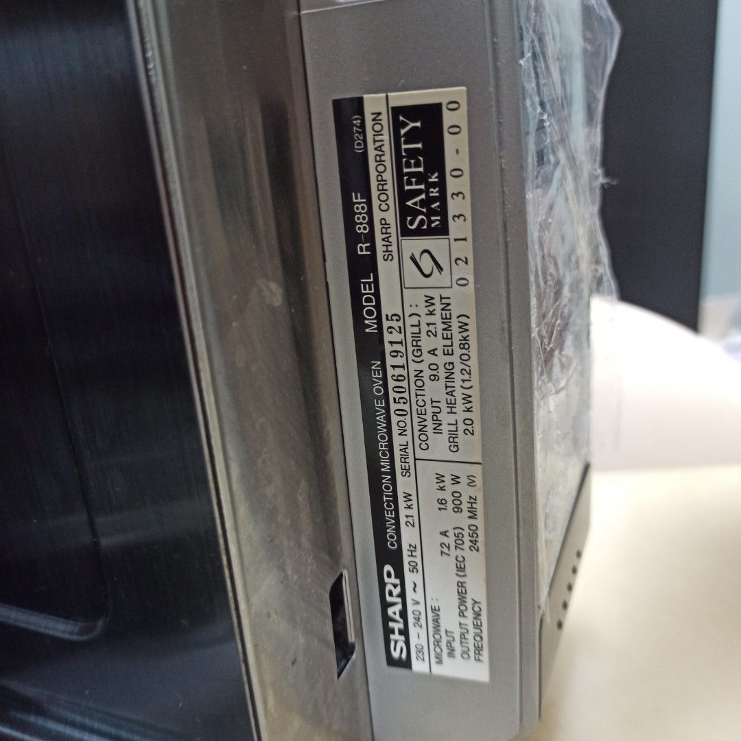 SHARP Convection Microwave Oven R888F, TV & Home Appliances, Kitchen ...
