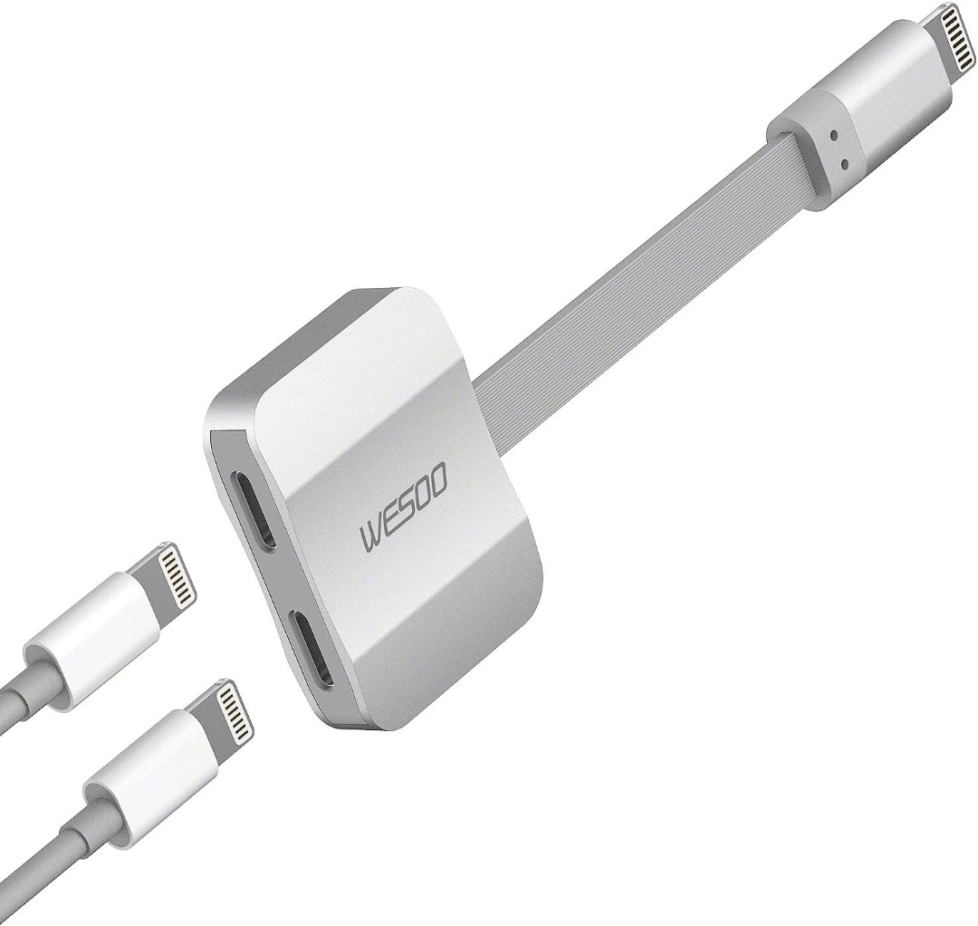 (SHORT WIRE) Splitter & Dual Lightning Adapter, wesoo Dual Lightning ...