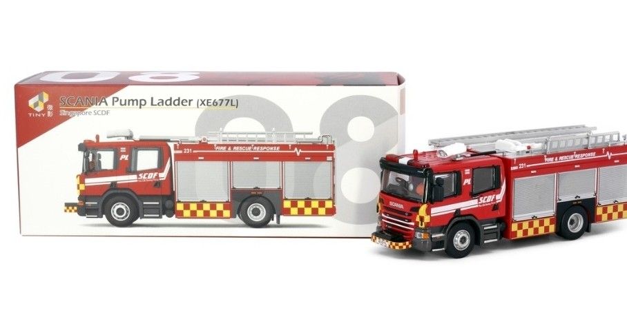 Singapore SCDF Scania Pump Ladder (XE677L) model, Tiny 08, Hobbies & Toys, Memorabilia ...