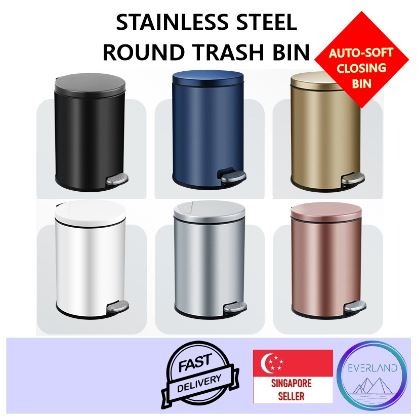 Stainless Steel Dustbin/ Auto Soft Close/ Minimalist Design/ Trash Bin ...