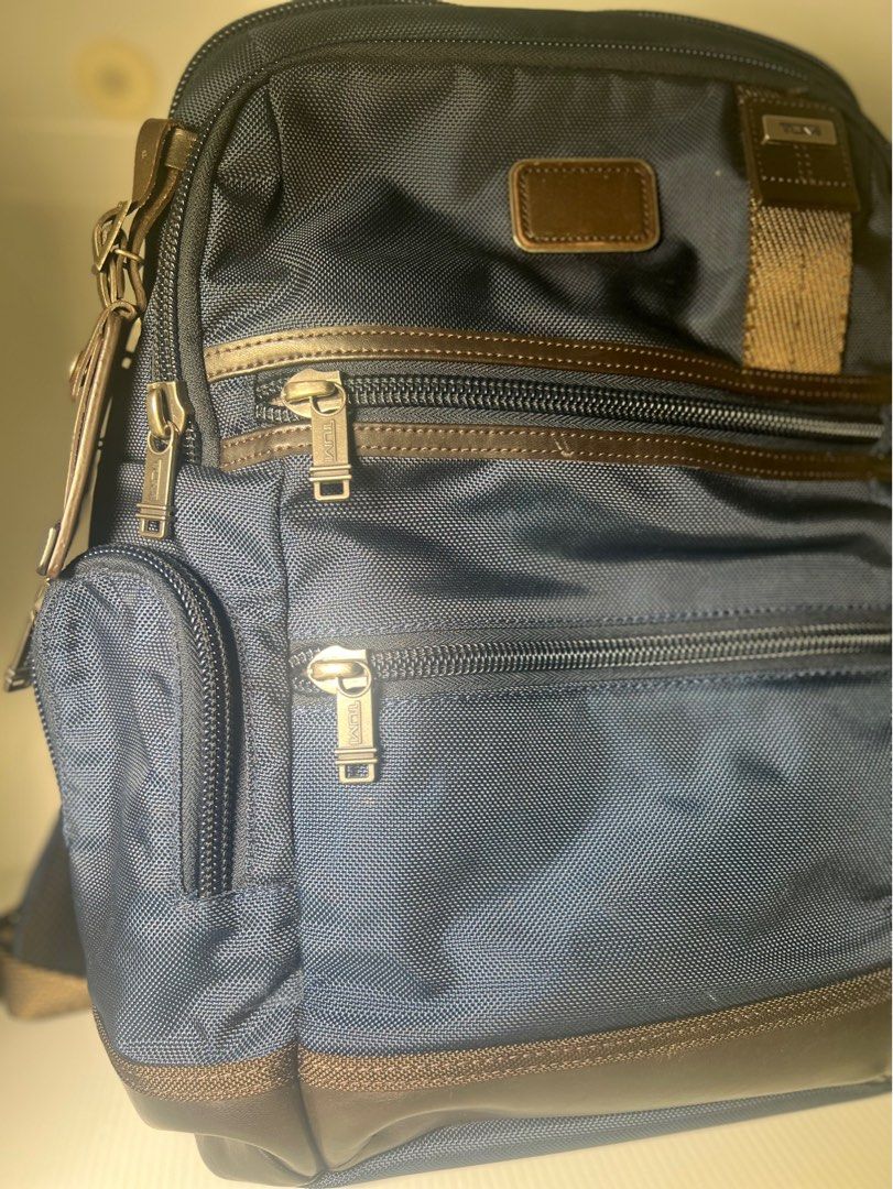 Tumi Blue/Black Leather and Ballistic Nylon Alpha Bravo Knox Backpack ...