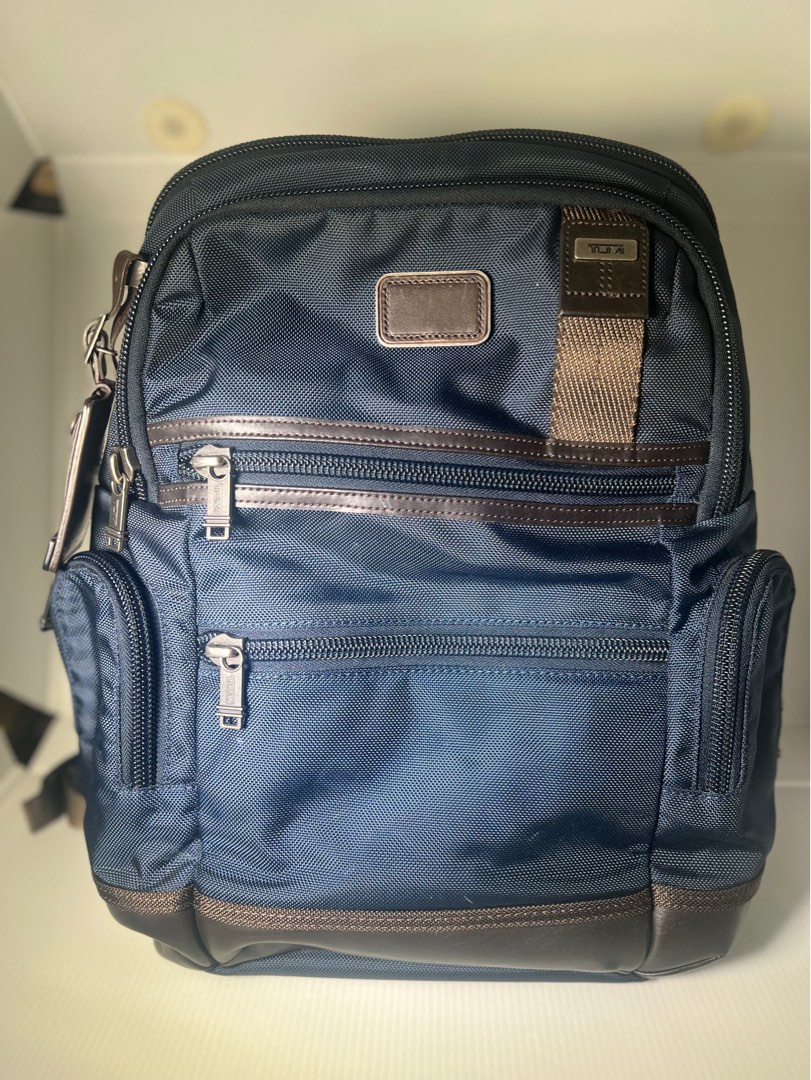 Tumi Blue/Black Leather and Ballistic Nylon Alpha Bravo Knox Backpack ...