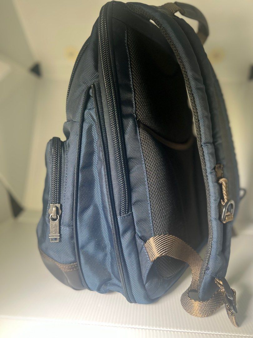 Tumi Blue/Black Leather and Ballistic Nylon Alpha Bravo Knox Backpack ...