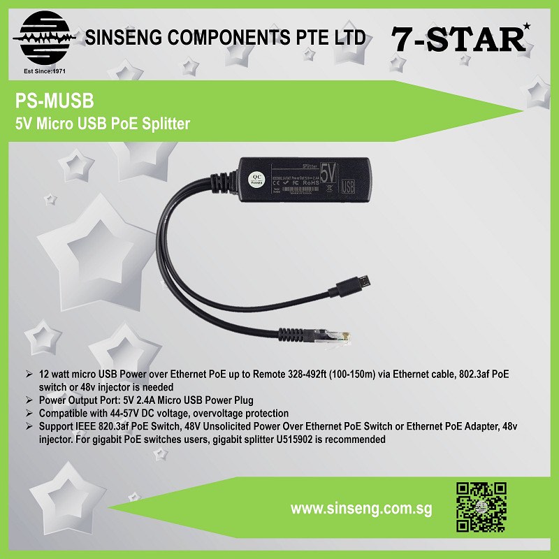 Micro USB CCTV PoE Splitter/IP Camera Poe Splitter 5V Poe Micro Usb ...
