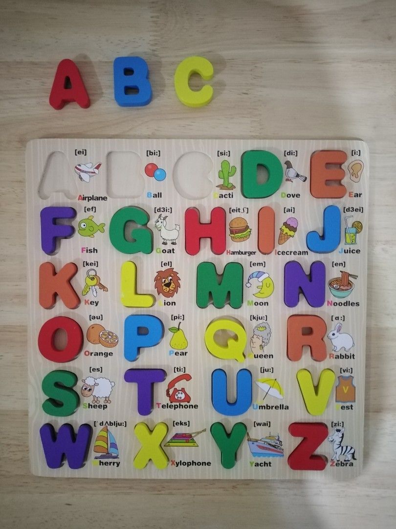 Wooden Upper Case Alphabet Letters Puzzle Toy for Baby Kids, Hobbies ...
