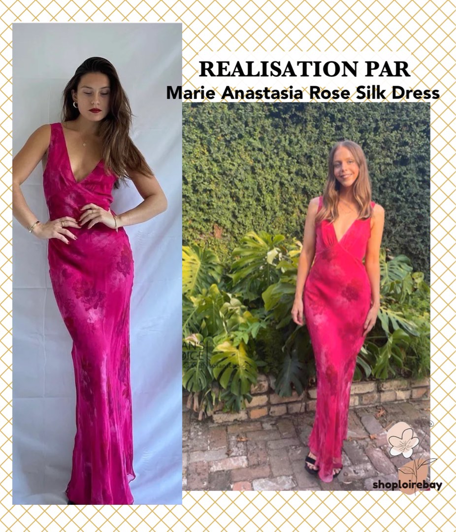 (M)•Realisation Par Marie Silk Anastasia maxi dress pink red, Women's ...