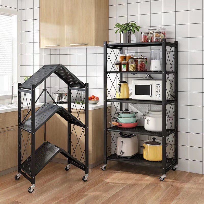 3 Layers 4 Layers foldable steel metal rack organizer shelf rack with ...