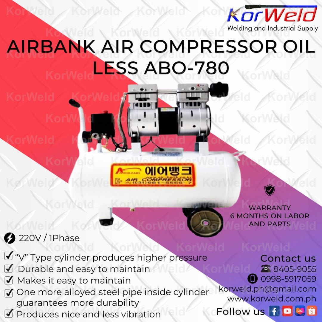 Airbank air Compressor Oil Less ABO-780, Commercial & Industrial ...