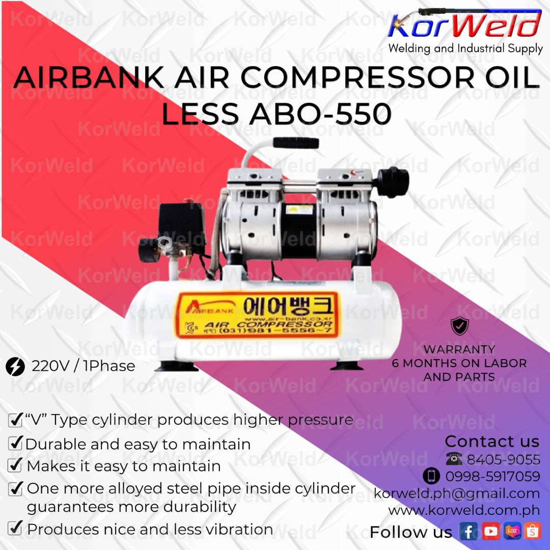 Airbank Air Compressor Oil Less ABO-550, Commercial & Industrial ...