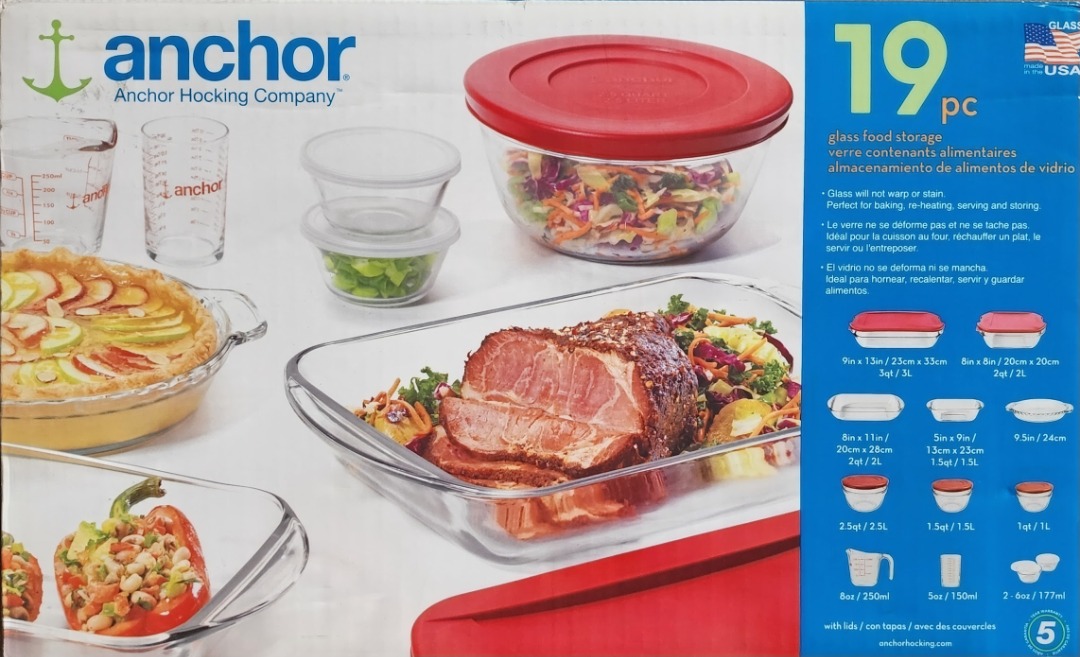 Anchor Hocking 19pc Glass Food Storage Set, Furniture & Home Living ...
