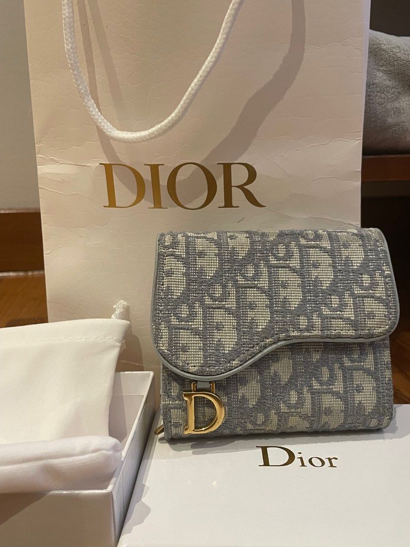 Authentic Christian Dior oblique jacquard saddle lotus wallet, Women's ...