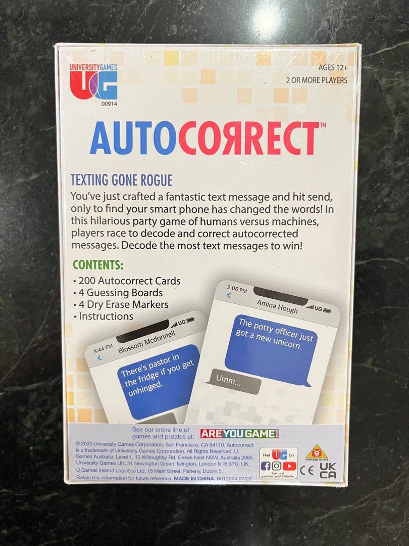 Autocorrect: texting gone wrong Board game party game, Hobbies & Toys ...