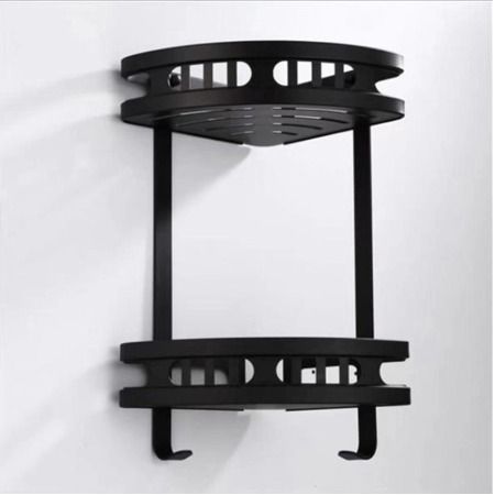 Bathroom Aluminum Dual Tier Wall Mounted Type Bathroom Storage Rack 2 ...