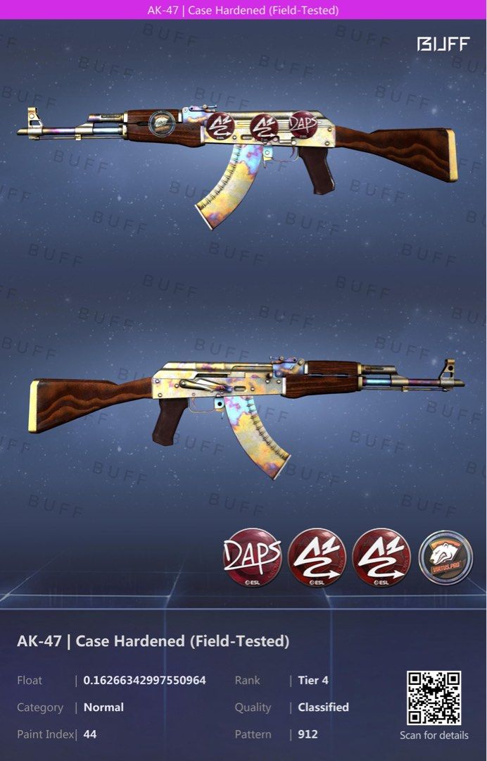 BUFF/5.1 AK-47 Case Hardened (0.162, low float + rare stickers), Video ...