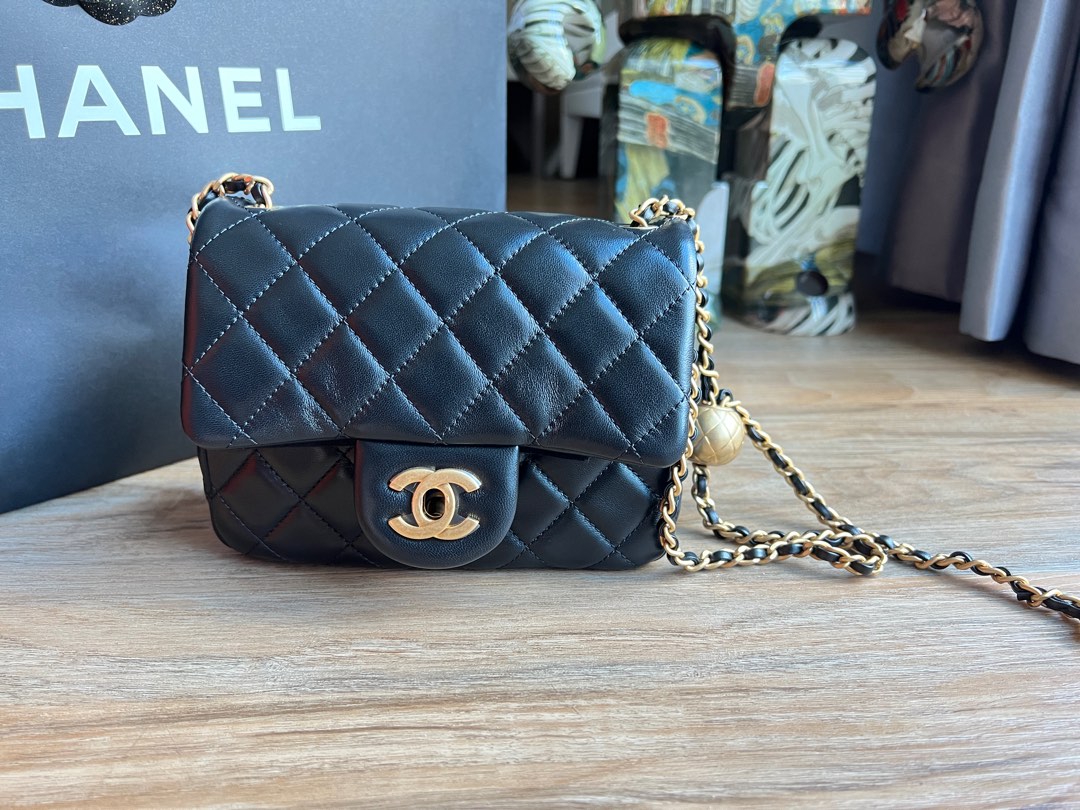 Chanel mini CF rectangular with gold coco cray ball, Luxury, Bags ...
