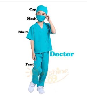 Children Doctor Uniform Frontliner Scrub Doctor Suit Kids for Role Play ...