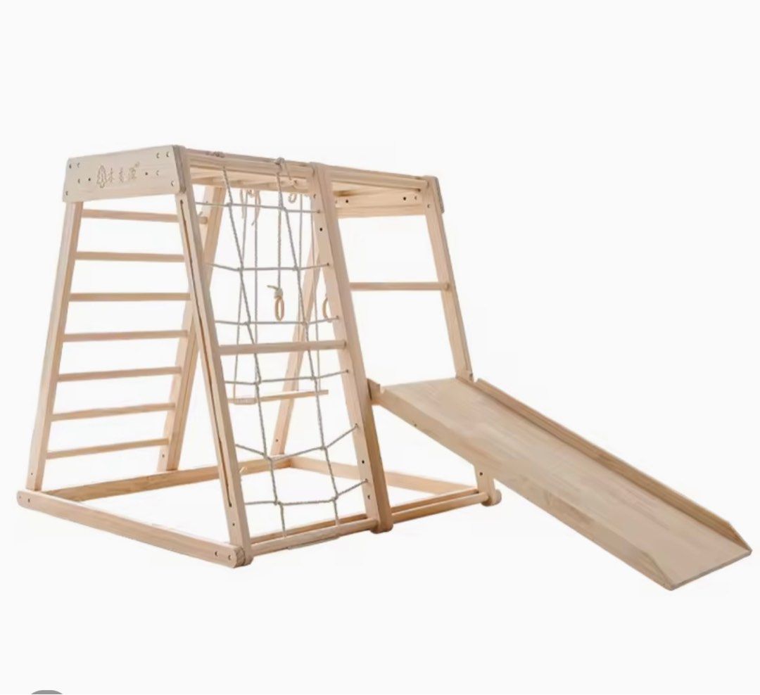 Children solid wood slide indoor home playground, Babies & Kids, Baby ...