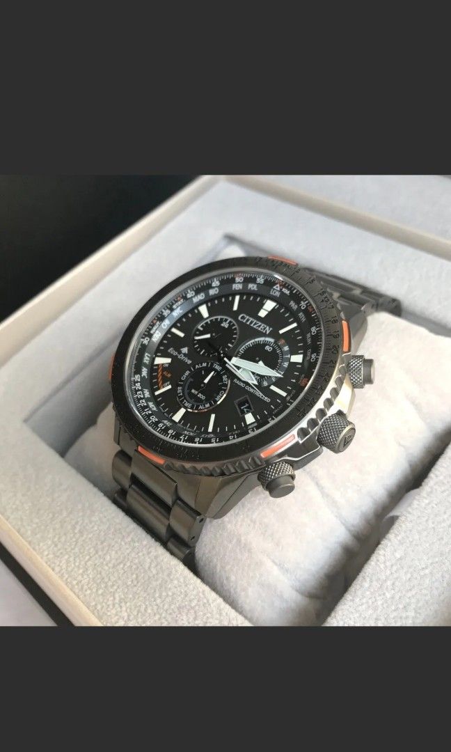 Citizen Promaster Sky Watch * Eco-Drive CB5007-51H Atomic Grey IP Steel ...