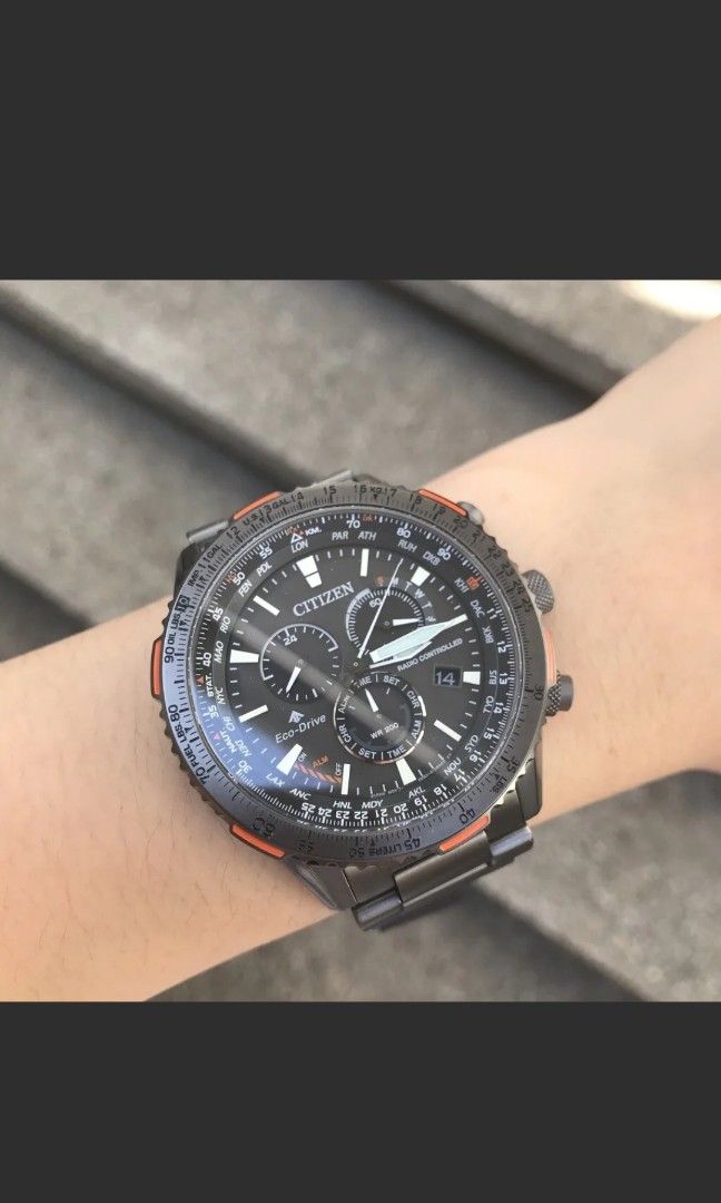 Citizen Promaster Sky Watch * Eco-Drive CB5007-51H Atomic Grey IP Steel ...