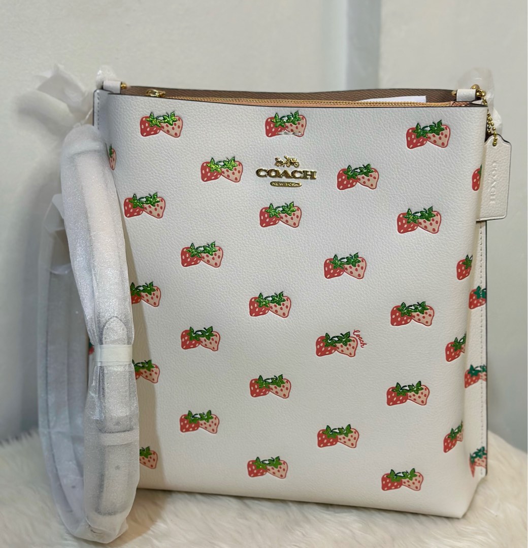 Coach Mollie Bucket Bag With Strawberry Print - Chalk Multi (Limited ...