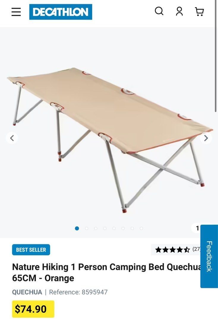 Decathlon Quechua Foldable Hiking / Camping Bed, Sports Equipment ...