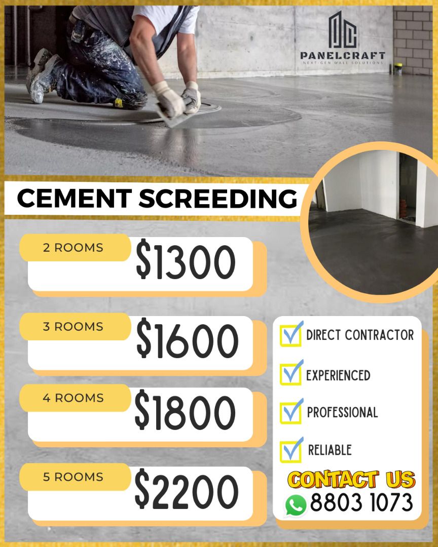 Direct Contractor, Cement Screeding & Self Levelling! Packages, BTO ...