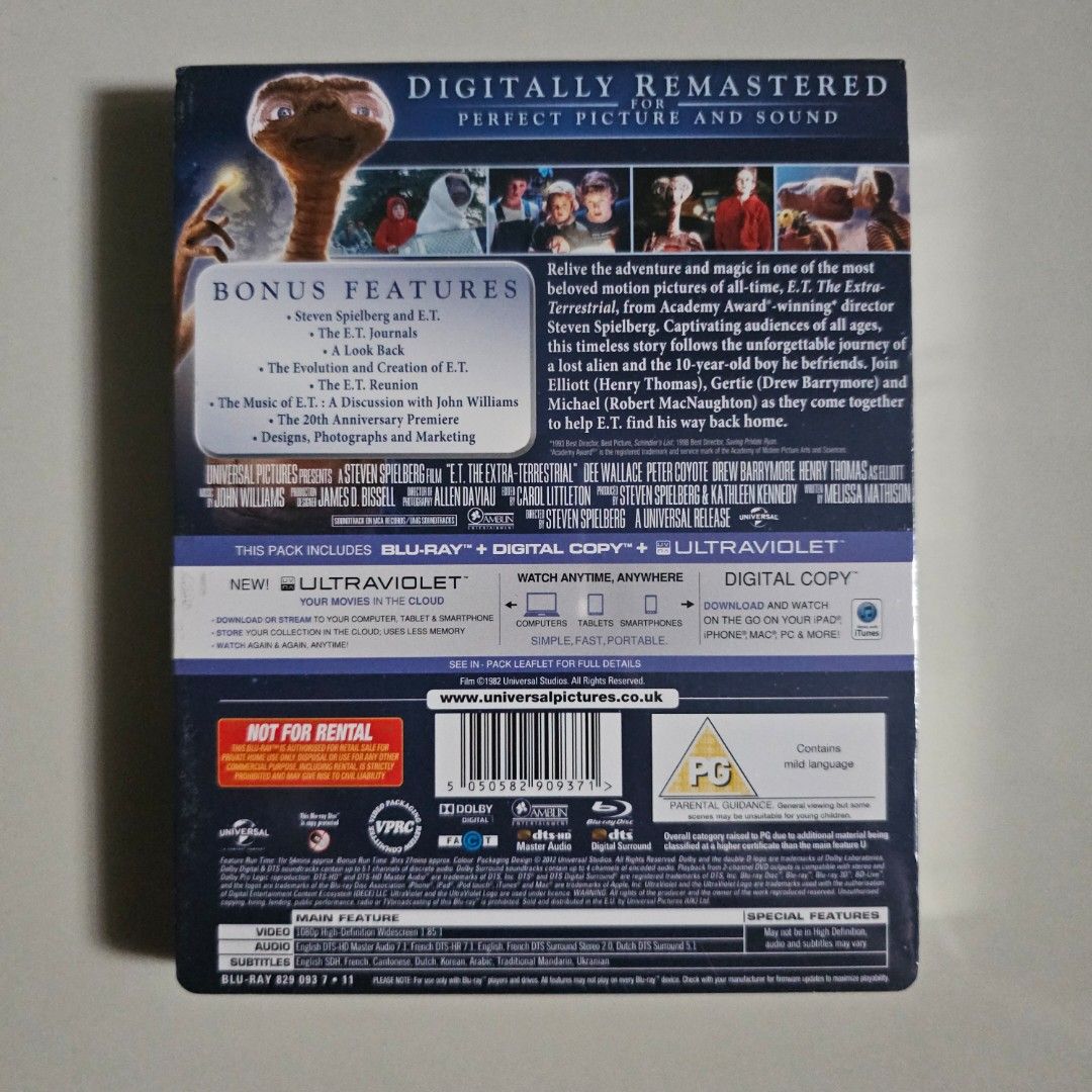 E.T Extra Terrestrial Limited Edition Steelbook Blu-ray (Steven ...