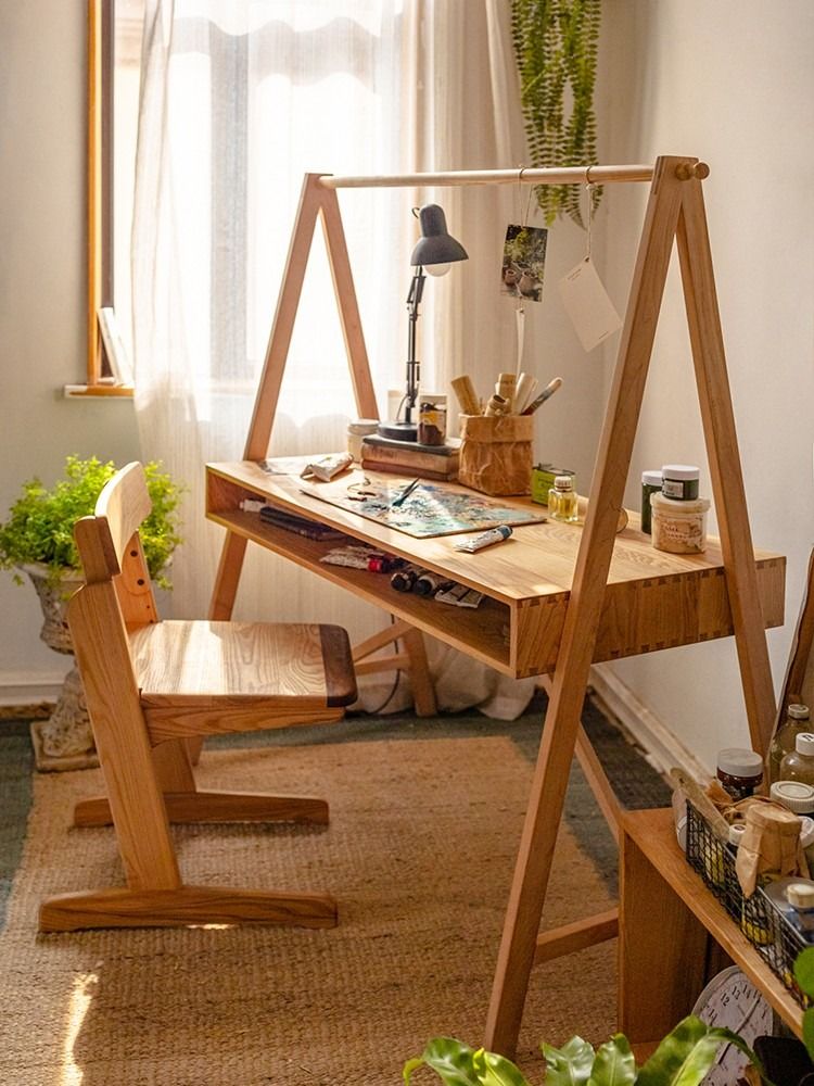 FINNISH Rustic Solid Wood Study Table, Furniture & Home Living ...