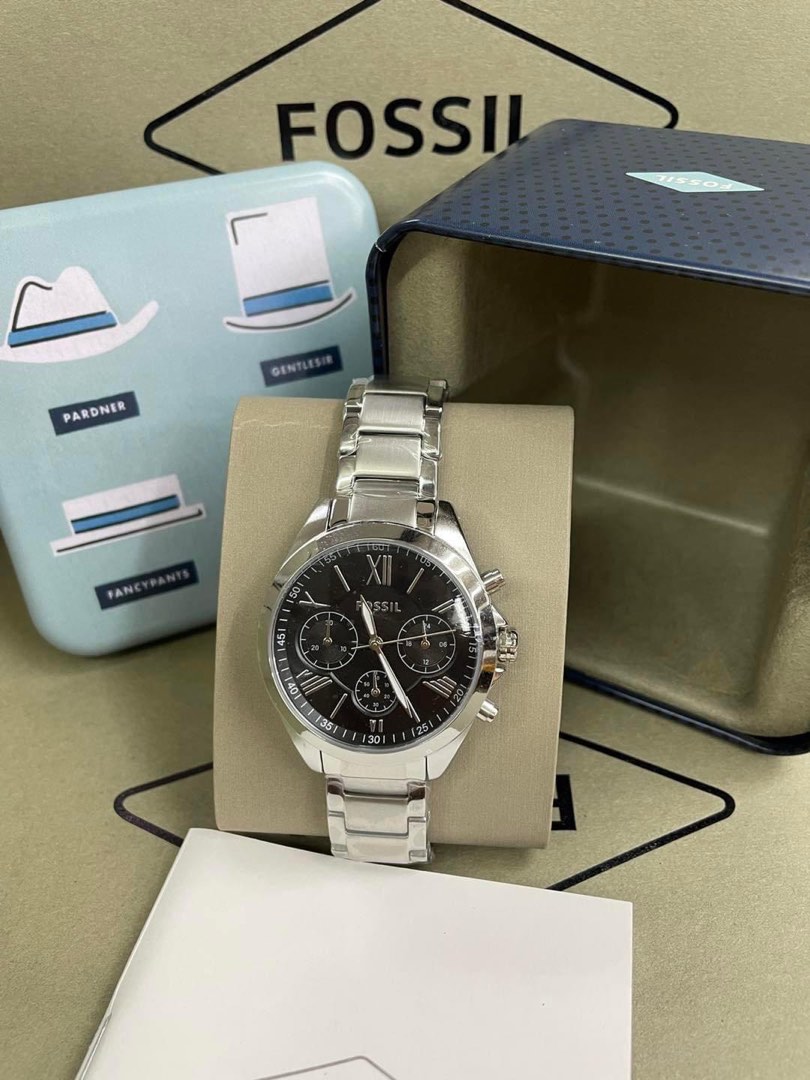 FOSSIL MINI GRANT STEEL SILVER BLACK DIAL AUTHENTIC WATCH on Carousell