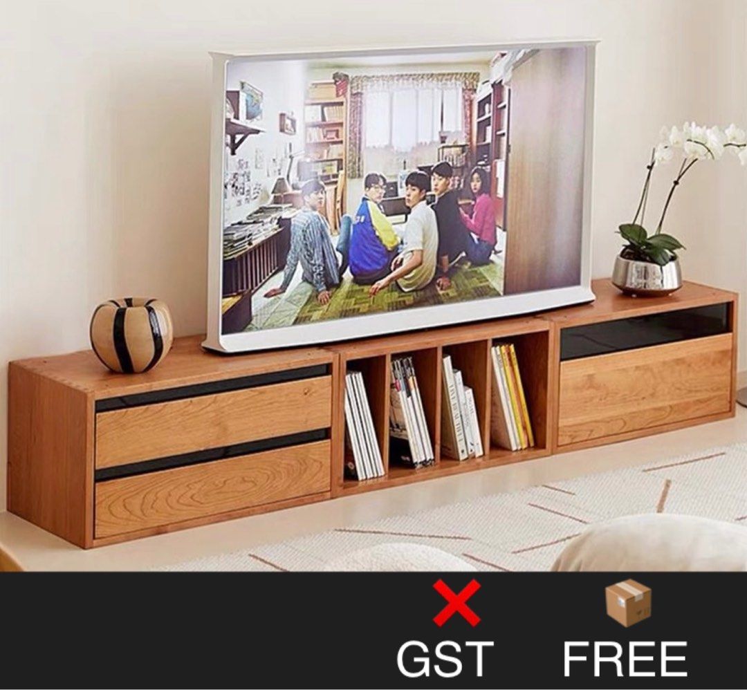 Stackable Modular TV Console Drawers Sideboard Rattan Side Console ...