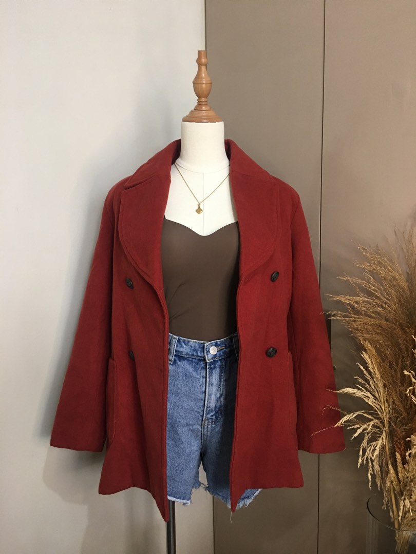 GB18 Rust Wool Coat on Carousell