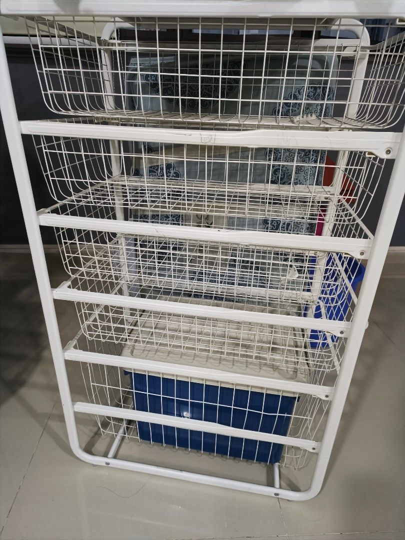 IKEA ALGOT COMPLETE SET metal shelves/drawers, Furniture & Home Living ...
