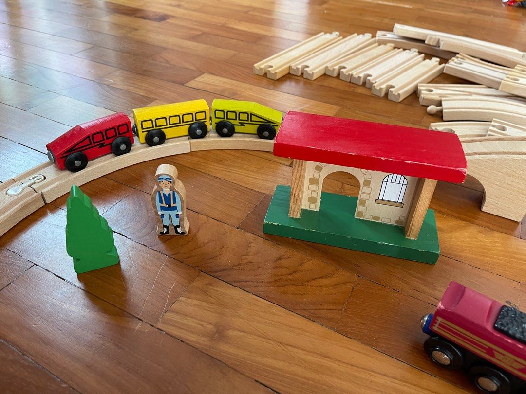 IKEA wooden train set with extra wooden set, Hobbies & Toys, Toys ...
