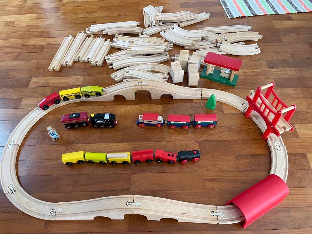 IKEA wooden train set with extra wooden set, Hobbies & Toys, Toys ...