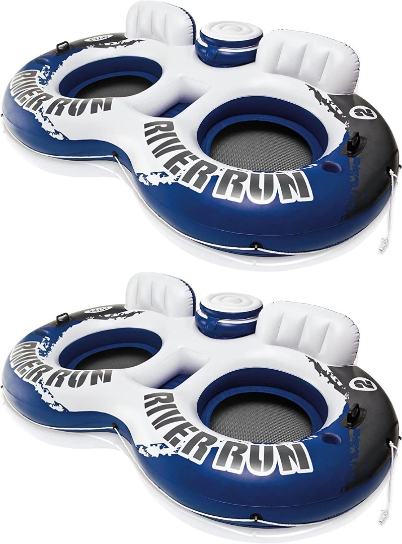 Intex River Run II Water Tube Float Raft Lounger W Cooler Model (2 Pack ...