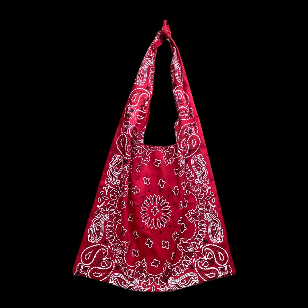 Japanese Brand red bandana hobo shoulder tote bag, Women's Fashion ...