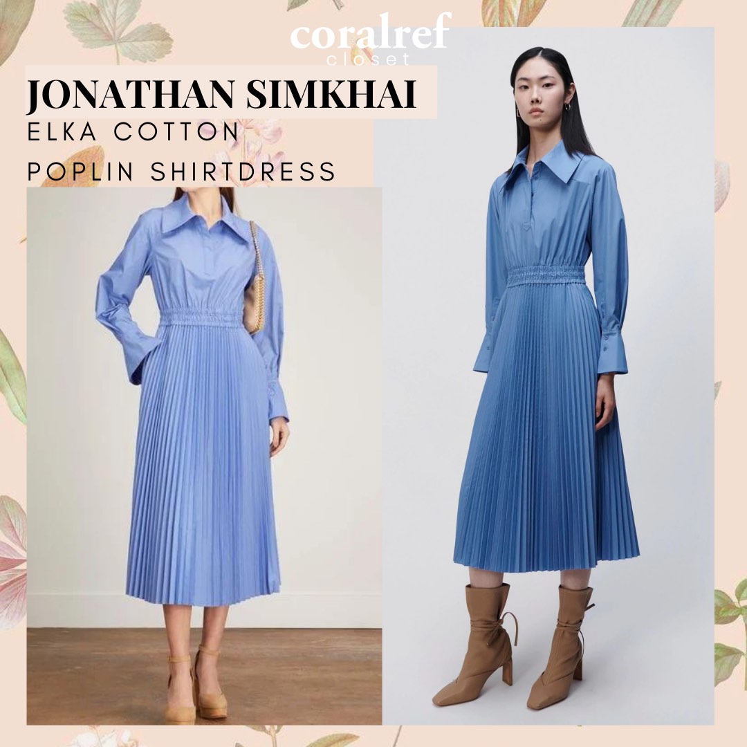 Jonathan Simkhai Elka Cotton Poplin Pleated Midi Shirt Dress in Blue ...