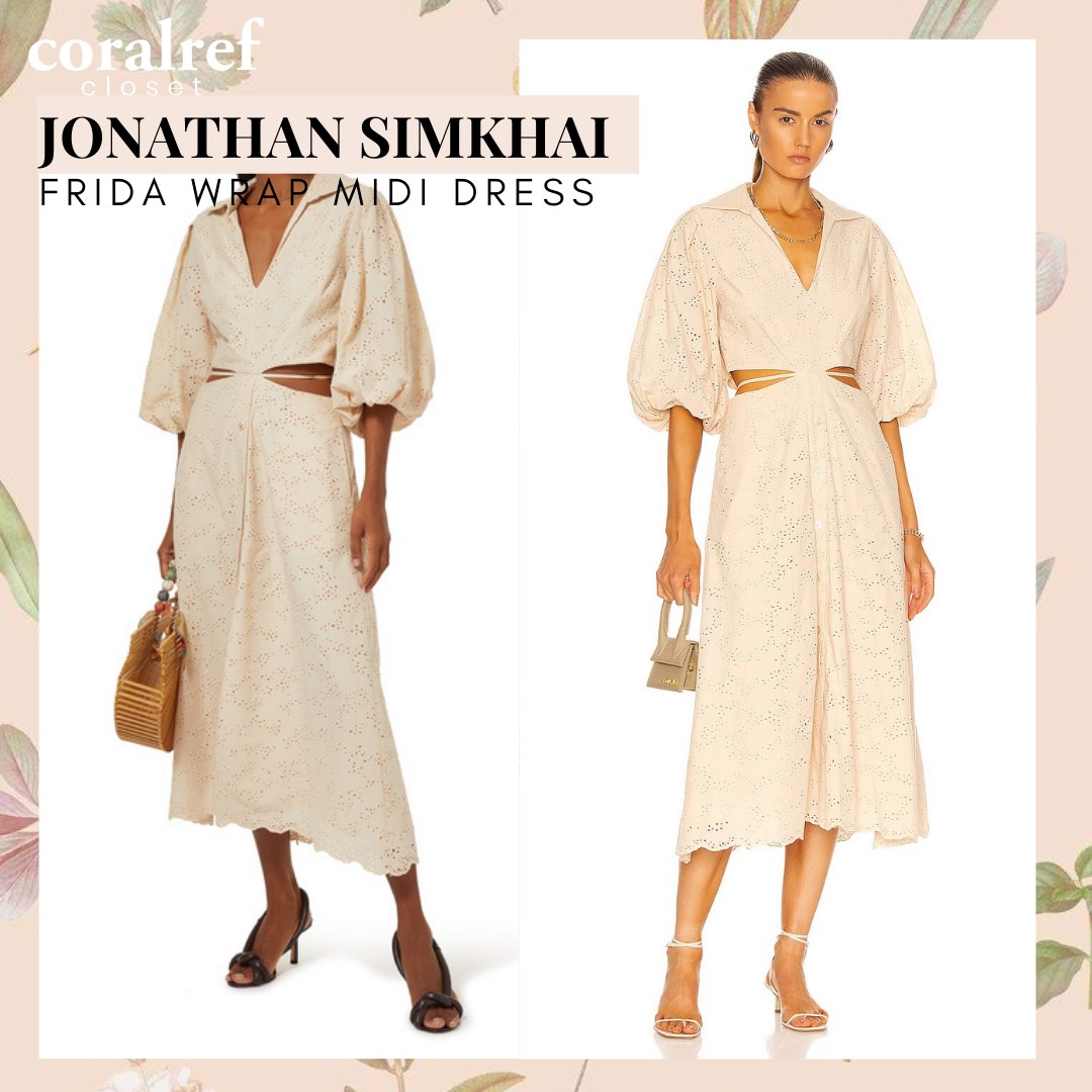 Jonathan Simkhai Frida Wrap Midi Dress in Oat, Women's Fashion, Dresses ...