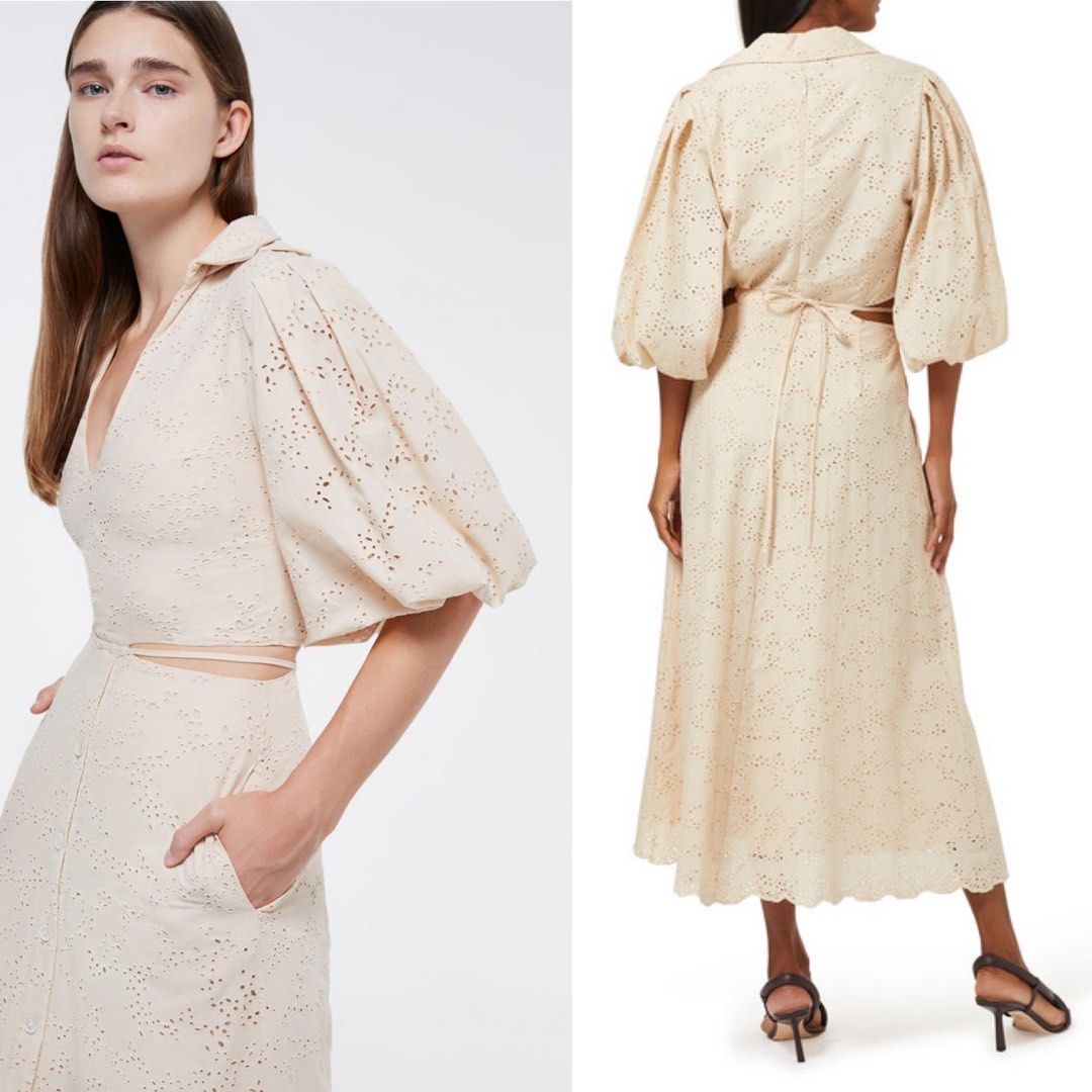 Jonathan Simkhai Frida Wrap Midi Dress in Oat, Women's Fashion, Dresses ...