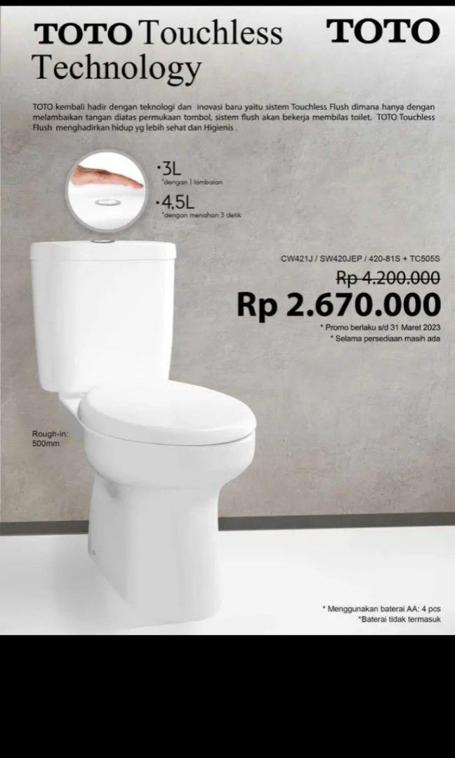 KLOSET whit CW 421j.TOTO, Perabotan Rumah di Carousell