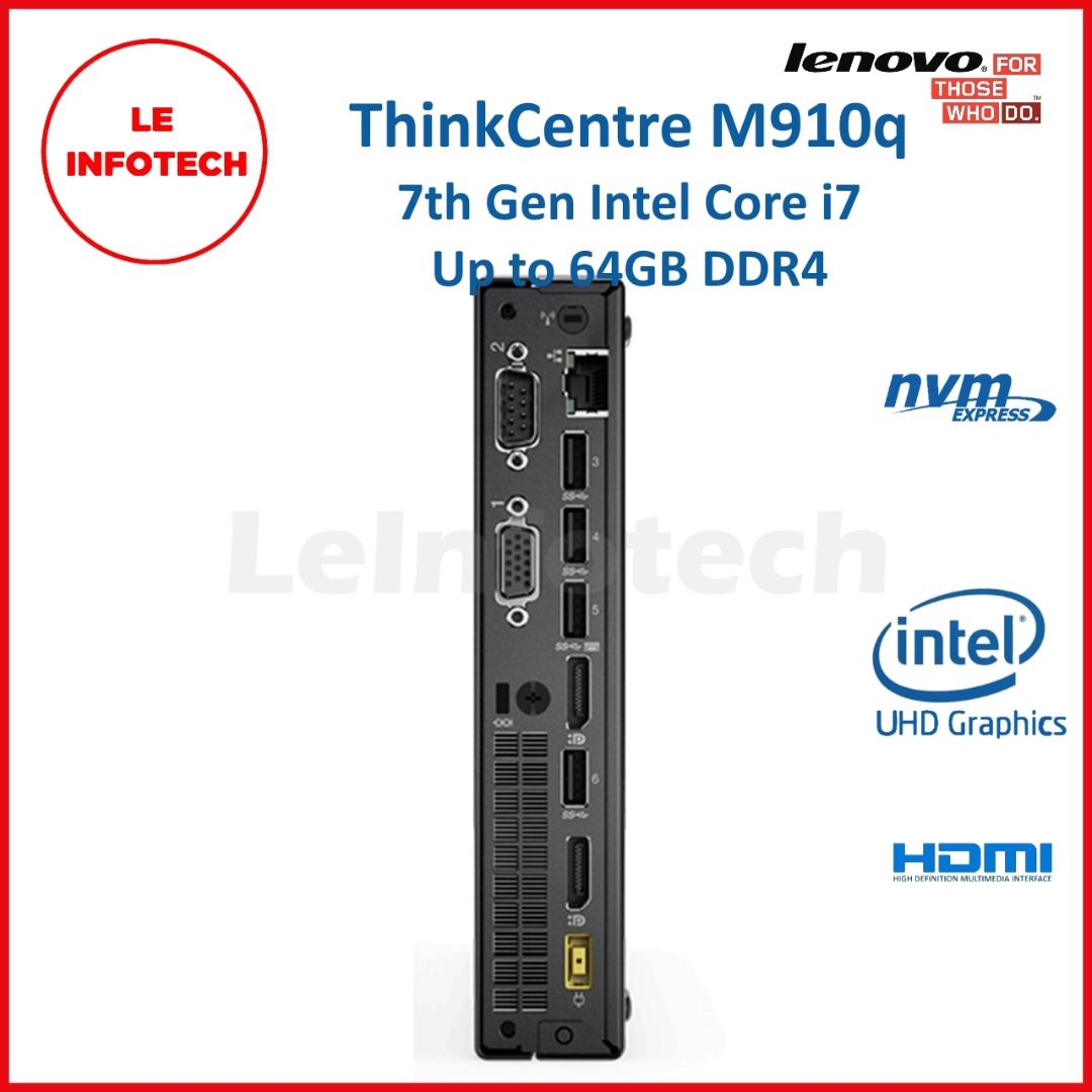 LENOVO ThinkCentre M910q Tiny Desktop Intel Core i7-7700T/i5-7500T 8/16 ...